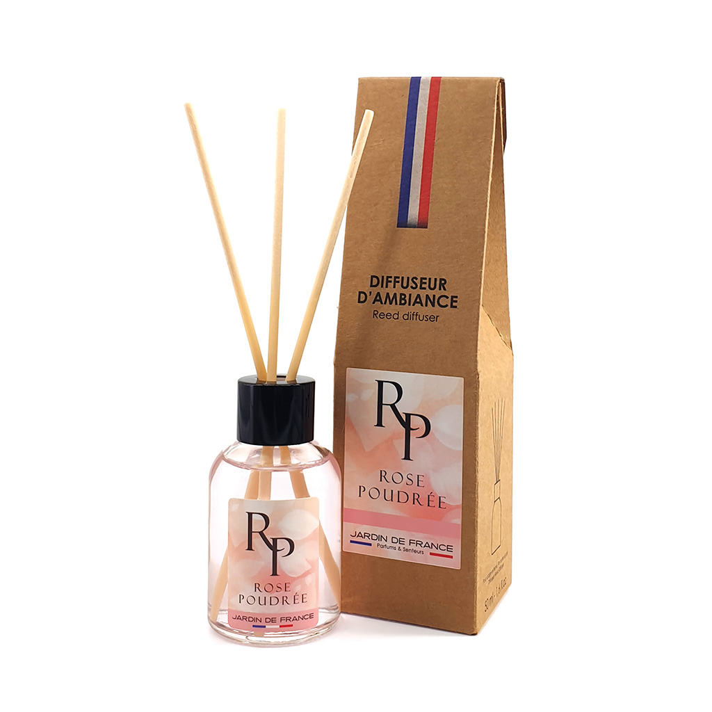 ROSE POUDRÉE Diffuseur d'ambiance 50 ml kraft - Jardin de France